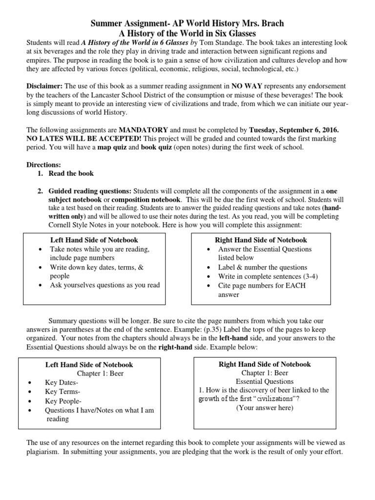 Summer Assignment-AP World History Mrs. Brach A History of The World in ...
