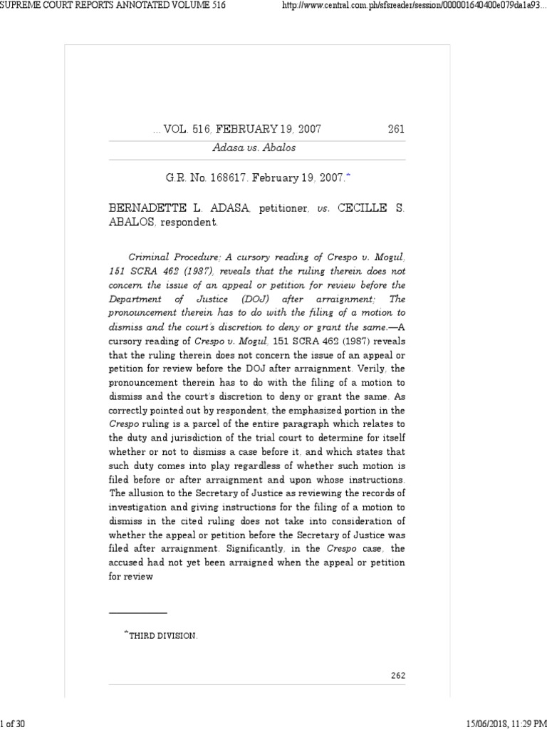 Adasa V Abalos | PDF | Prosecutor | Statutory Interpretation