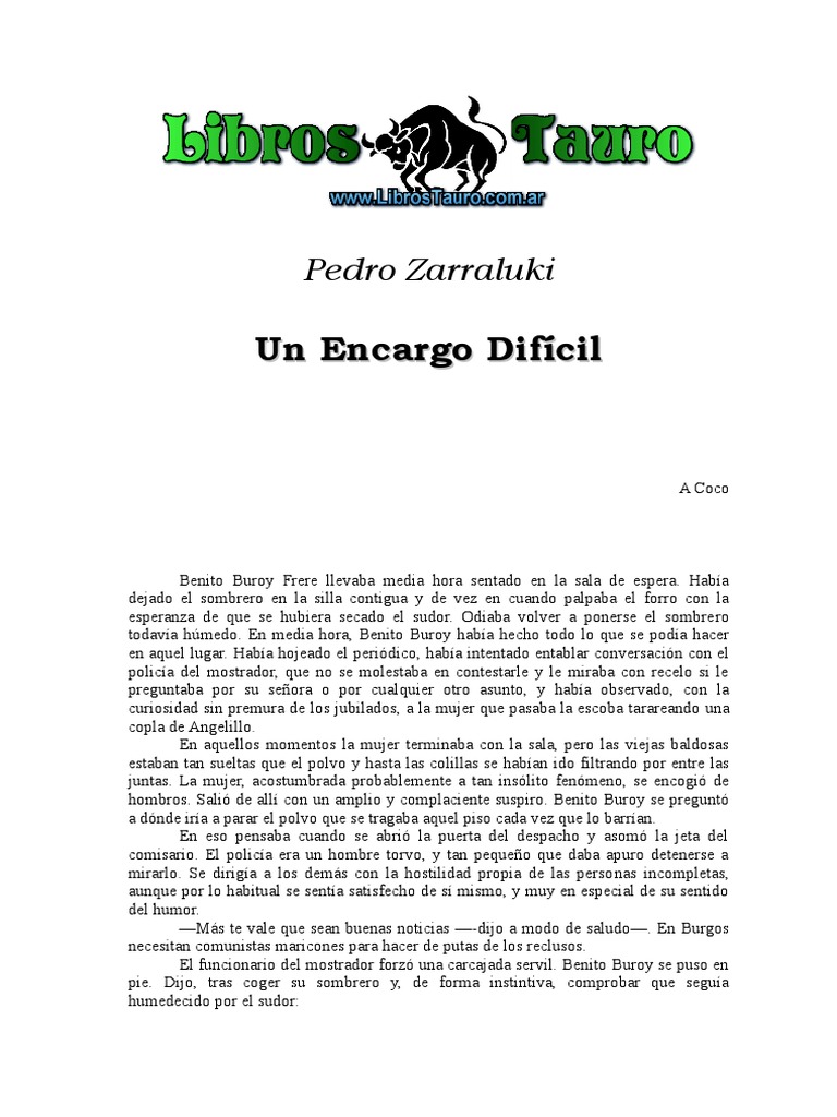 Zarraluki, Pedro - Un Encargo Dificil | Naturaleza