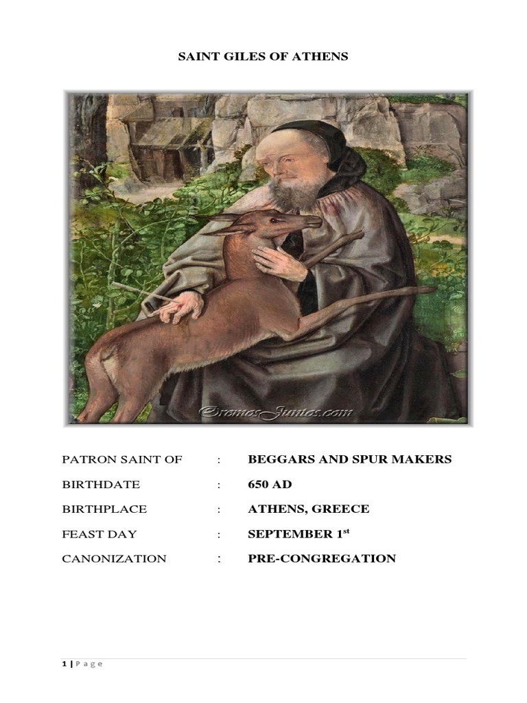 Saint Giles of Athens: Patron Saint Of: Birthdate: Birthplace: Feast ...