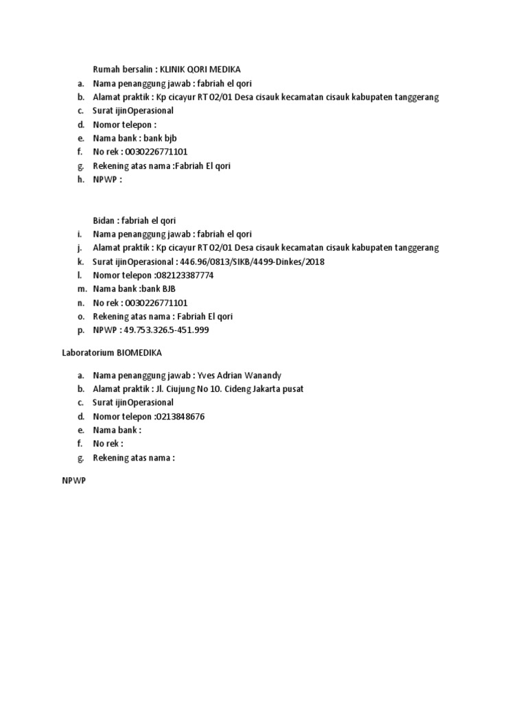 Contoh Data Untuk PKS | PDF