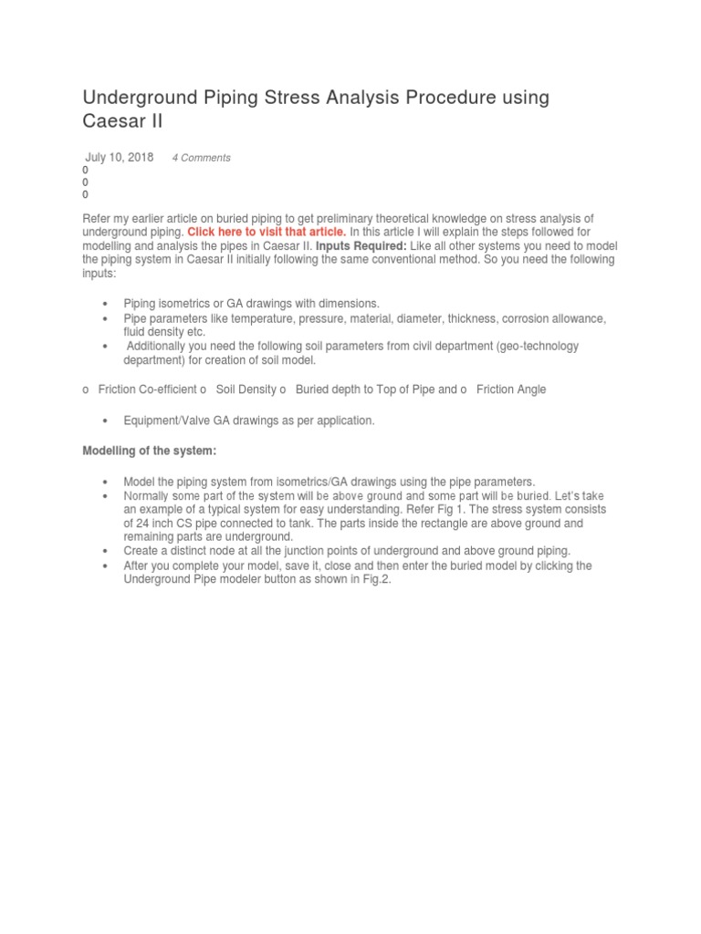 Underground Piping Stress Analysis Procedure Using Caesar II | PDF ...