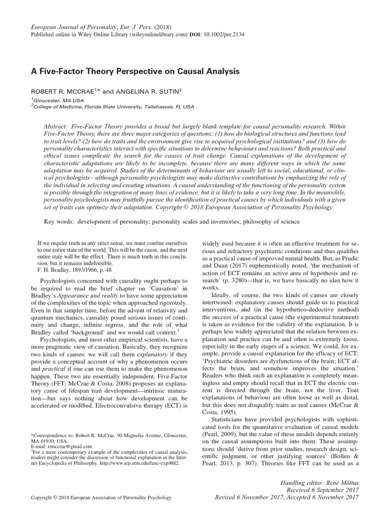 Five Factor Theory Perspective On Causal Analysis | PDF | Causality ...