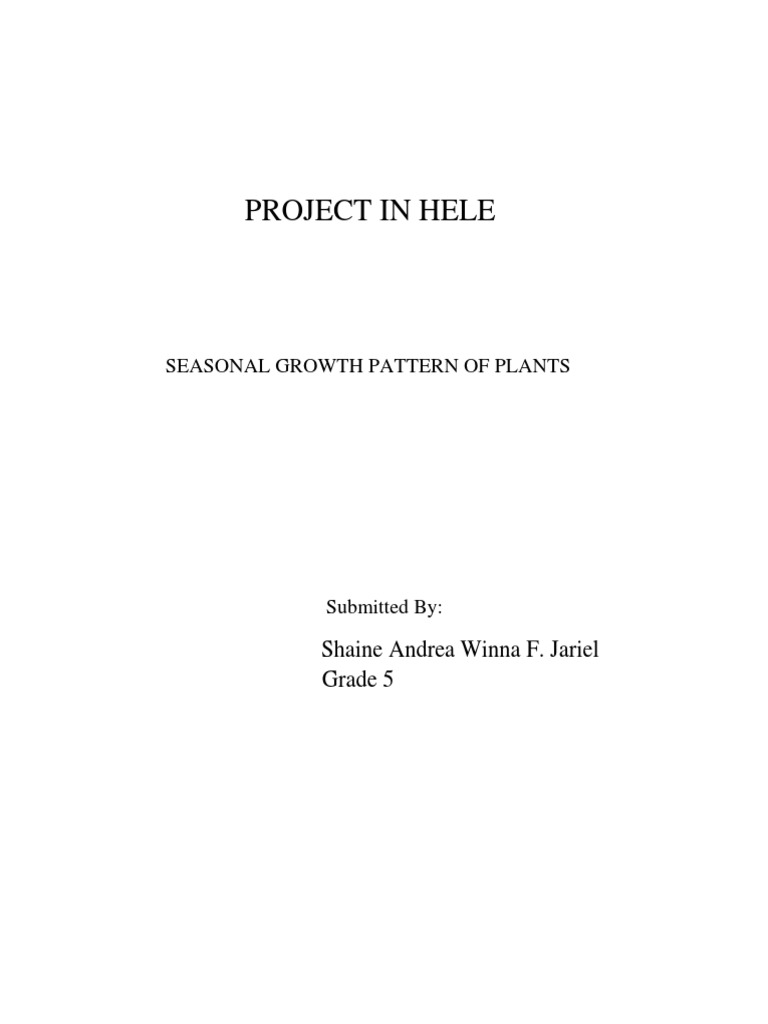 Project in Hele: Shaine Andrea Winna F. Jariel Grade 5 | PDF