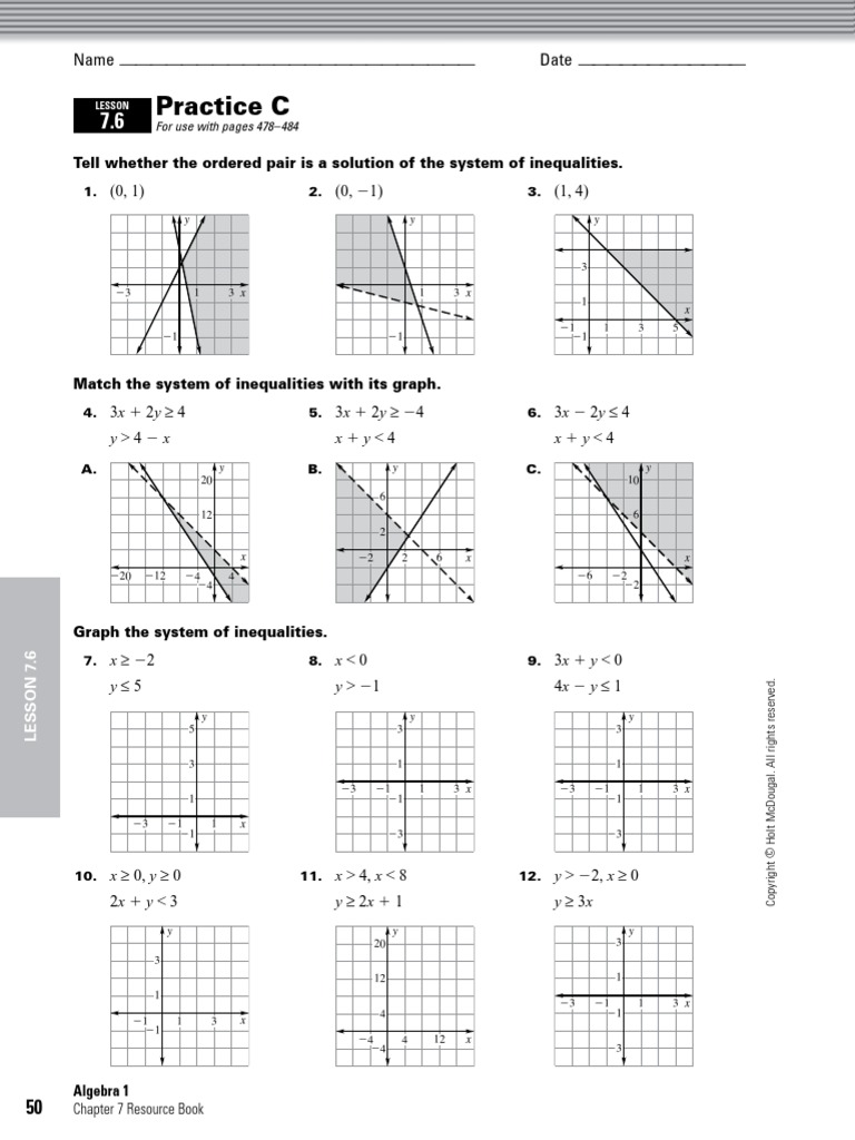 Practice C: Name - Date | PDF | Algebra | Teaching Mathematics