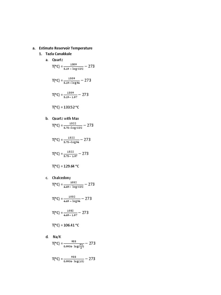 Reservoir Temperature Estimation Methods | PDF