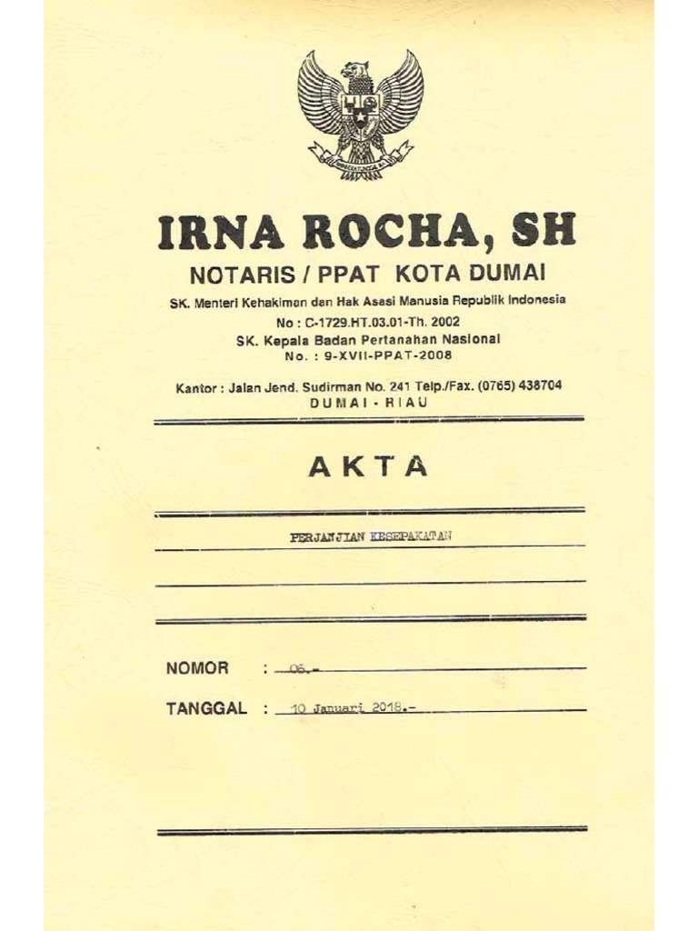 Akta Notaris Perjanjian Kesepakatan-1 PDF | PDF