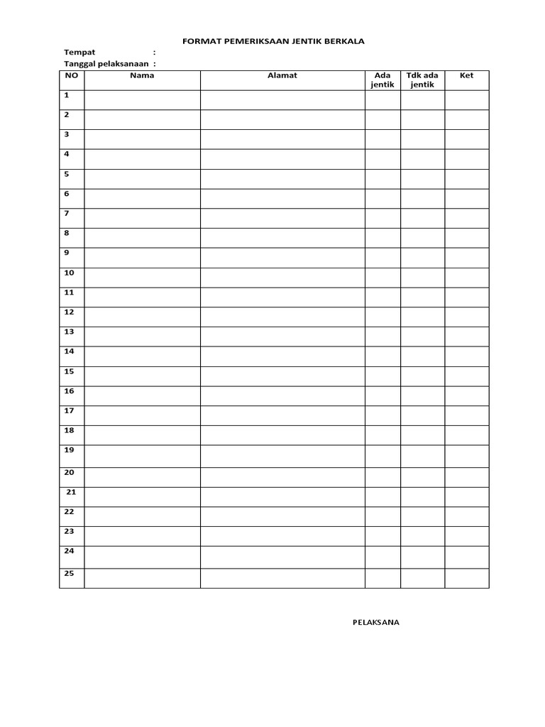 Format Pemeriksaan Jentik Berkala | PDF