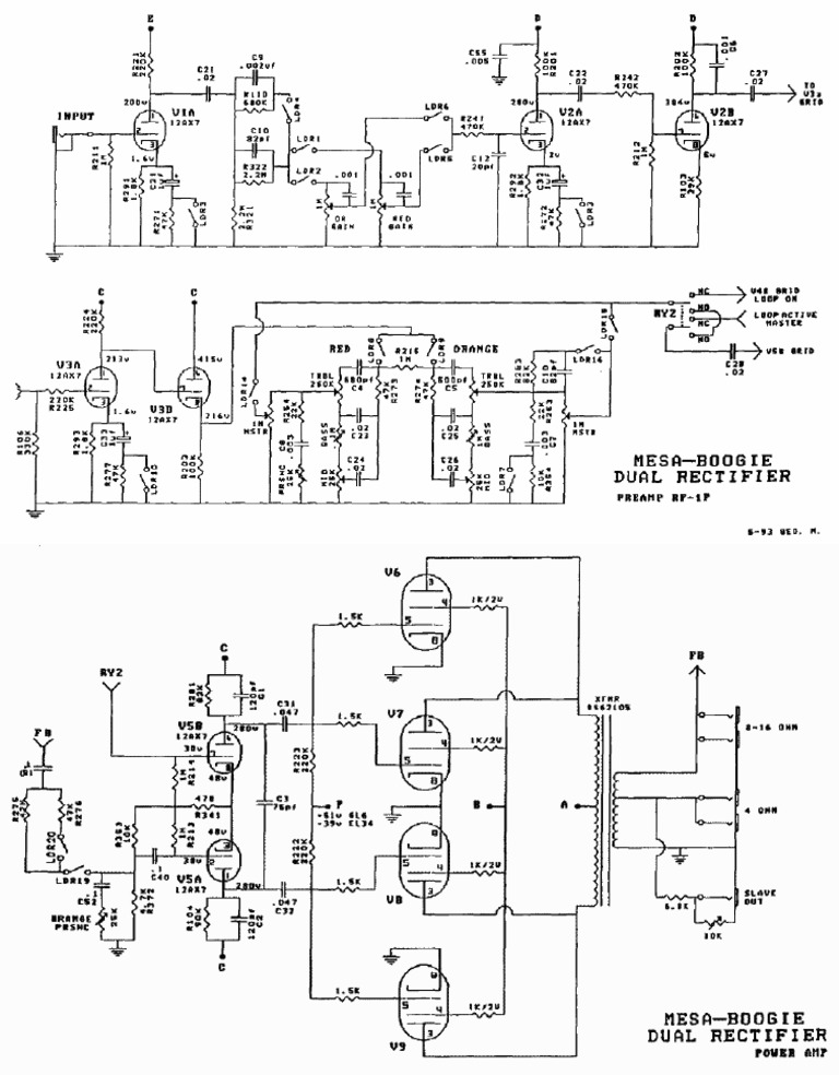 Mesa Boogie Dual Rectifier Amplifier Schematic | PDF