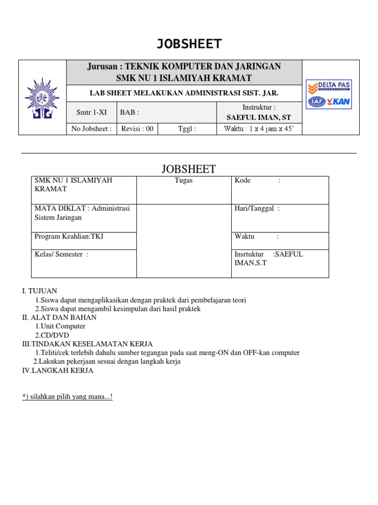 Format JOBSHEET (Master) | PDF | Komputer