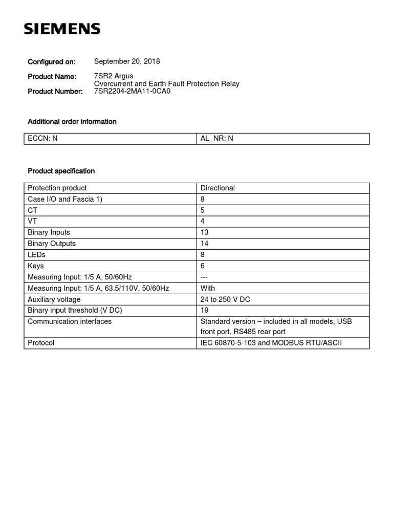 Relay Specification | PDF | Relay | Power Engineering