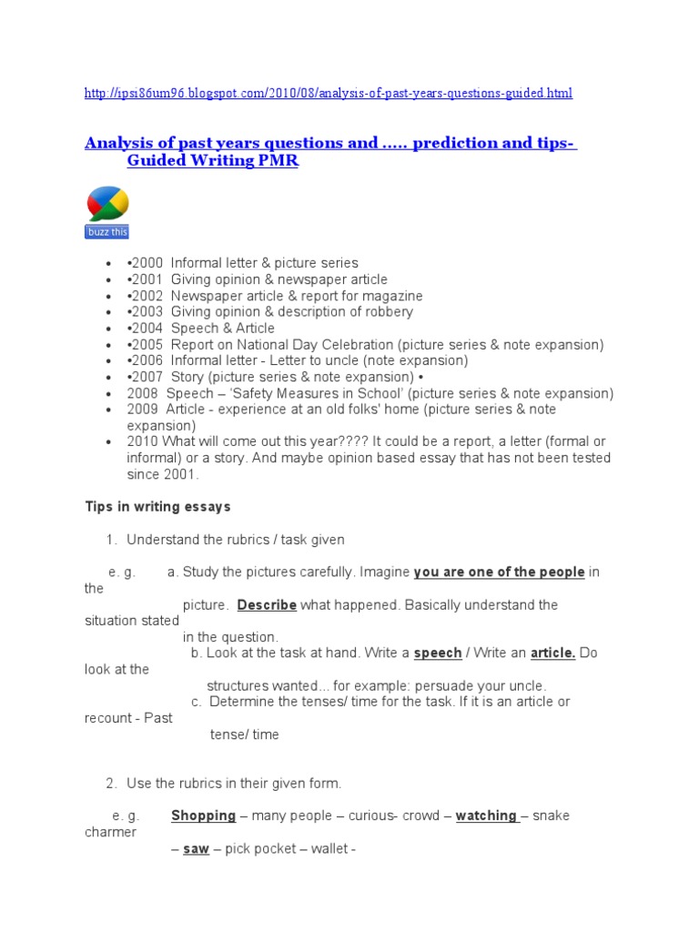 Past Year PMR English Essay | PDF | Essays | Communication