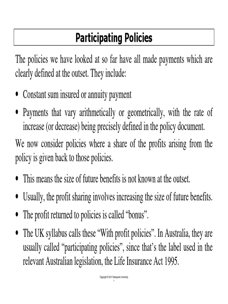 Participating Policies | PDF | Annuity (American) | Insurance
