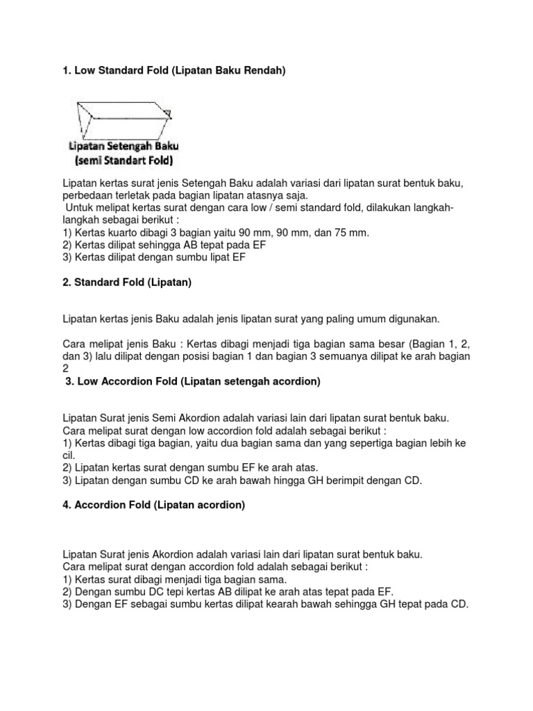Jenis-Jenis Lipatan Surat dan Cara Membuatnya | PDF