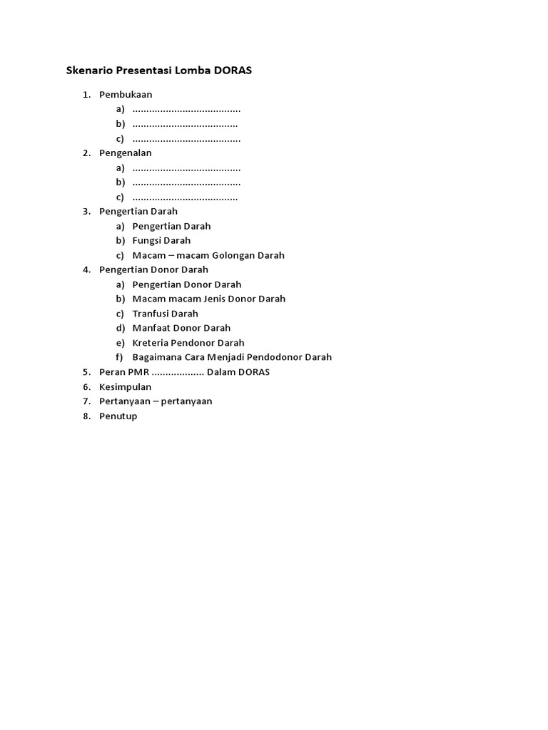 Skenario Presentasi Lomba DORAS | PDF | Teknologi & Rekayasa