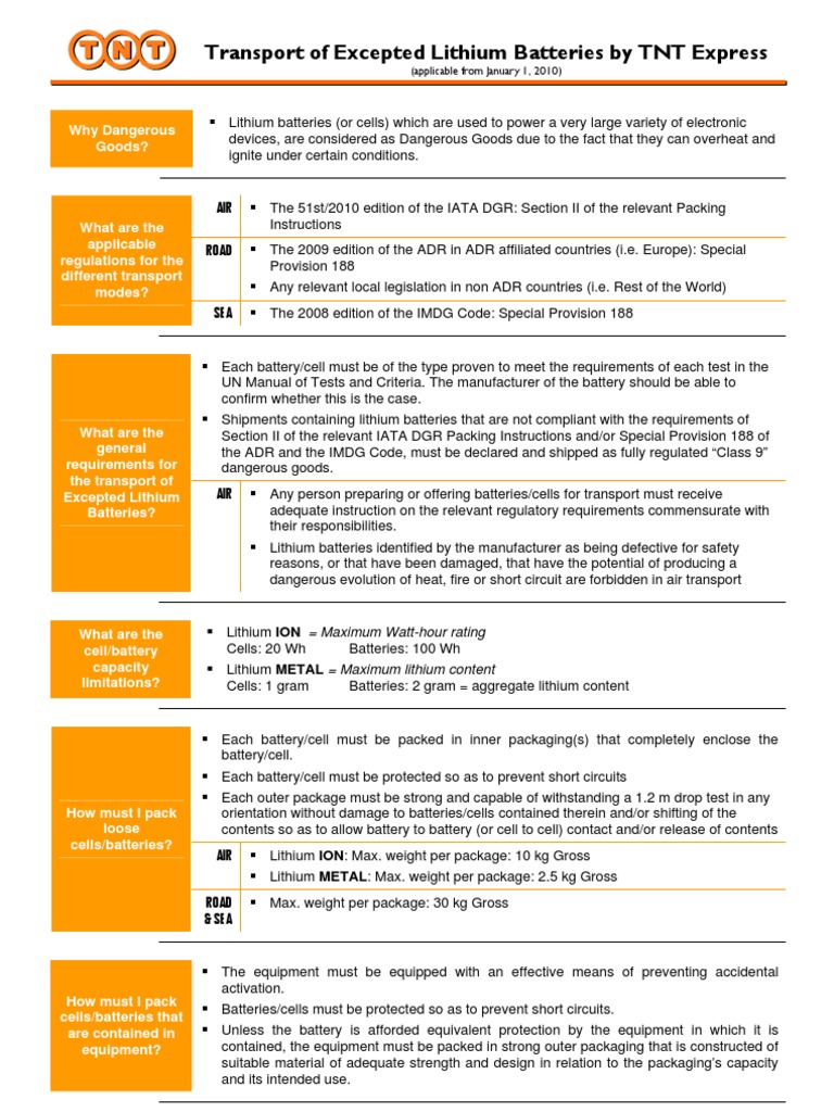 Lithium Batteries | Dangerous Goods | Nature
