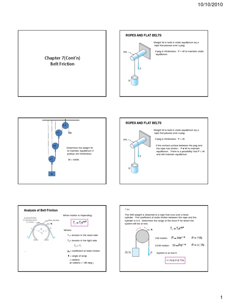 Belt Friction and Tension Calculations | PDF | Belt (Mechanical) | Friction