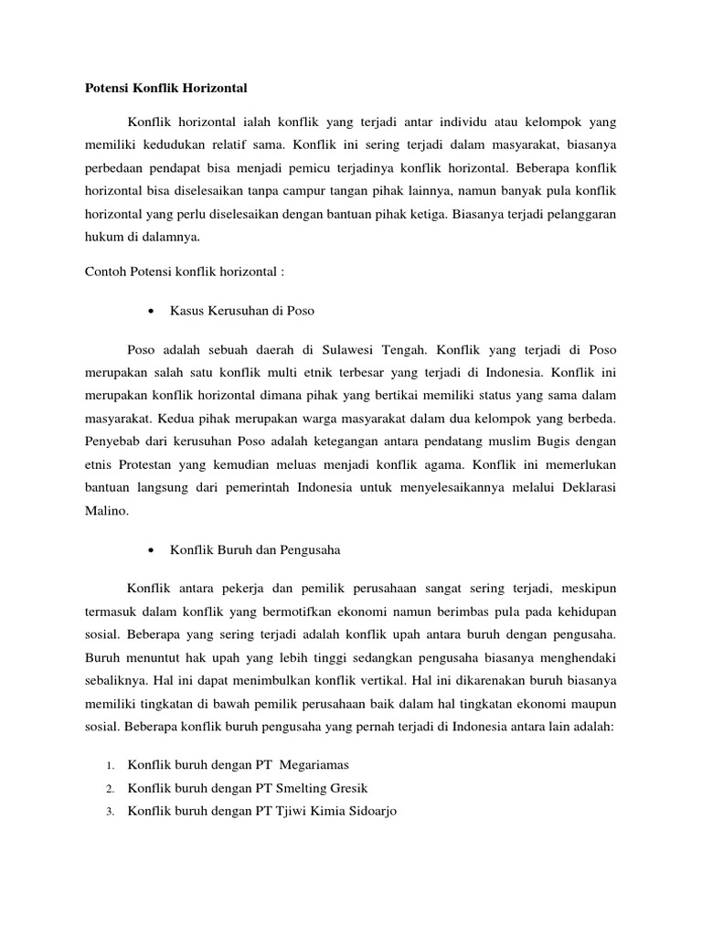 Potensi Konflik Horizontal | PDF | Ilmu Sosial