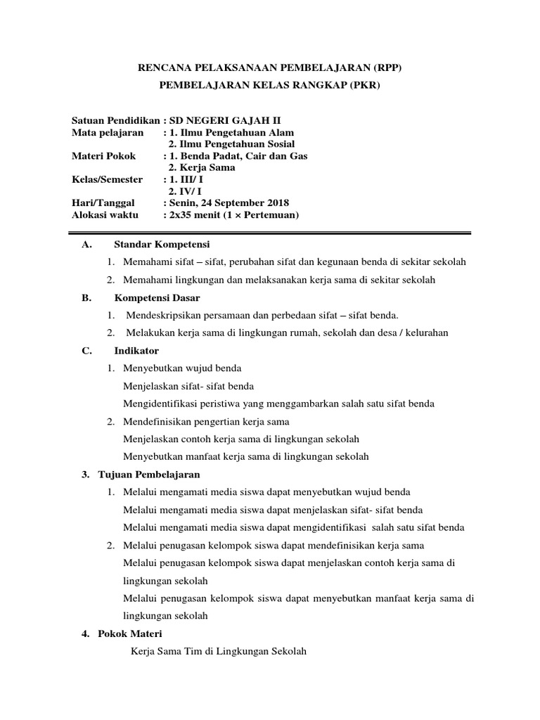 RPP Pembelajaran Kelas Rangkap 221 Lia | PDF | Karier & Perkembangan