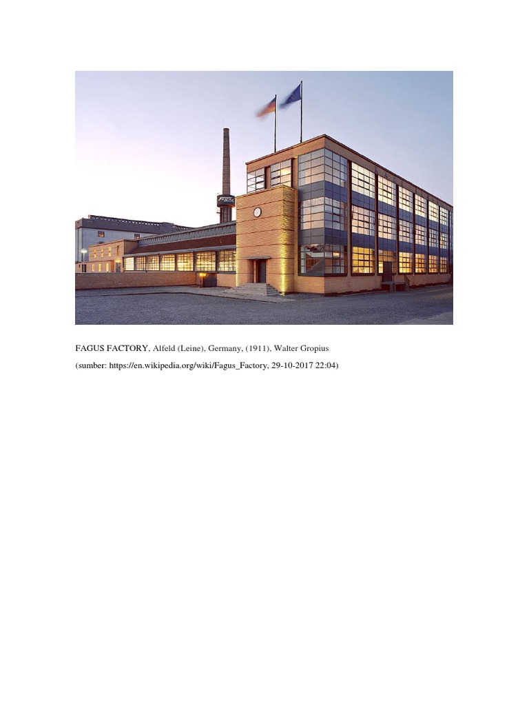 Fagus Factory, ,: Alfeld (Leine), Germany (1911), Walter Gropius | PDF