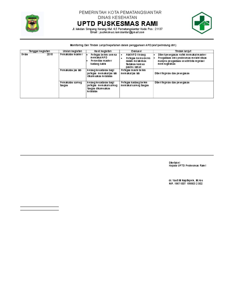 8.1.2.8 Bukti Monitoring Penggunaan APD Dan Tindak Lanjut | PDF