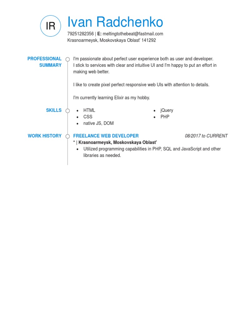 Freelance Web Developer Profile | PDF | Art | Technology & Engineering