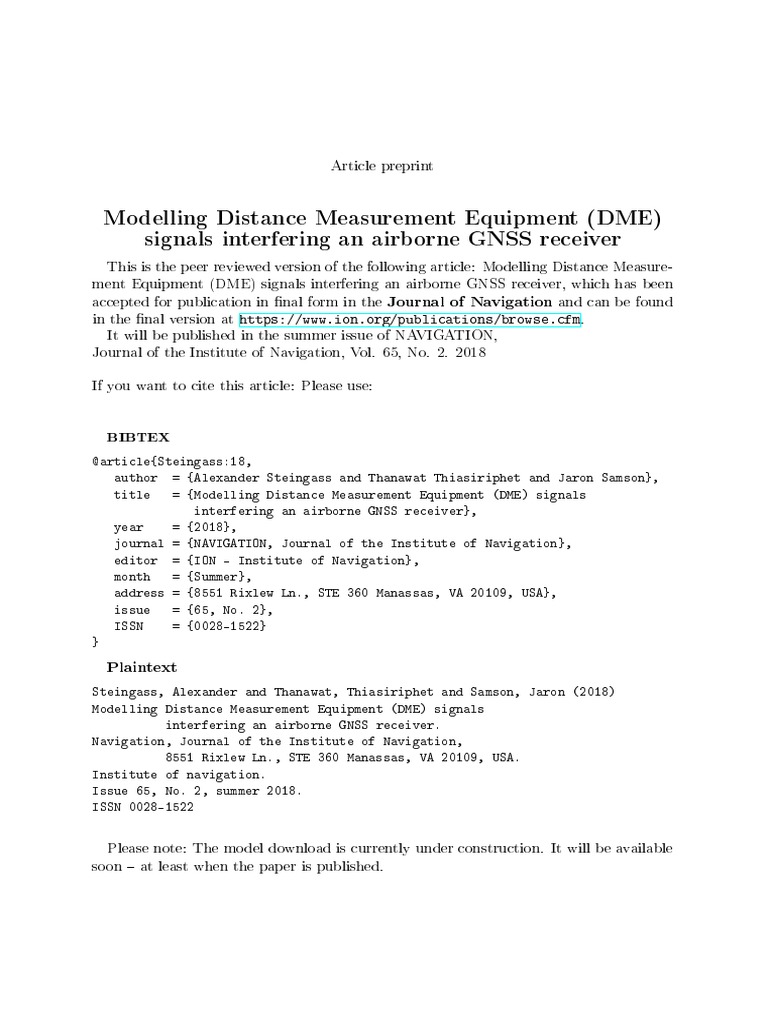 DME Modell Preprint PDF | PDF | Antenna (Radio) | Global Positioning System