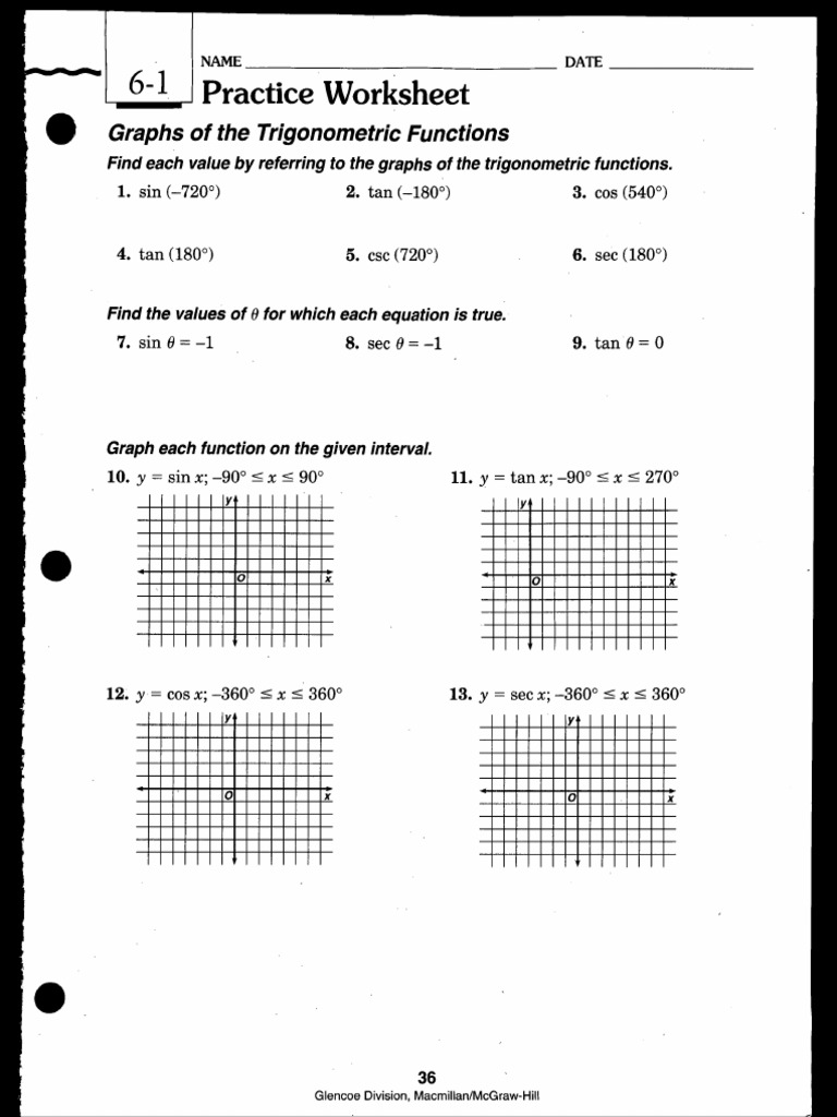 Trigonometric Functions Worksheets Trigonometry Trigonometric Angles