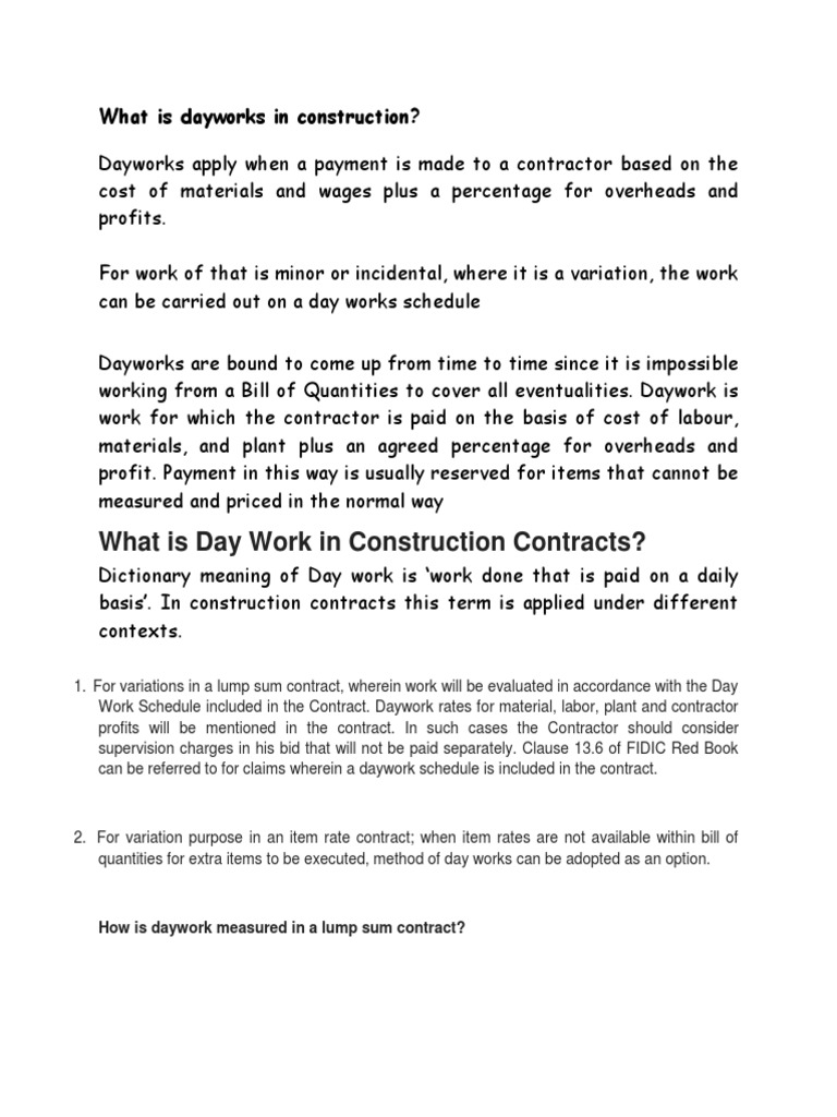 What Is Daywork in Construction | PDF | Employment | Economies