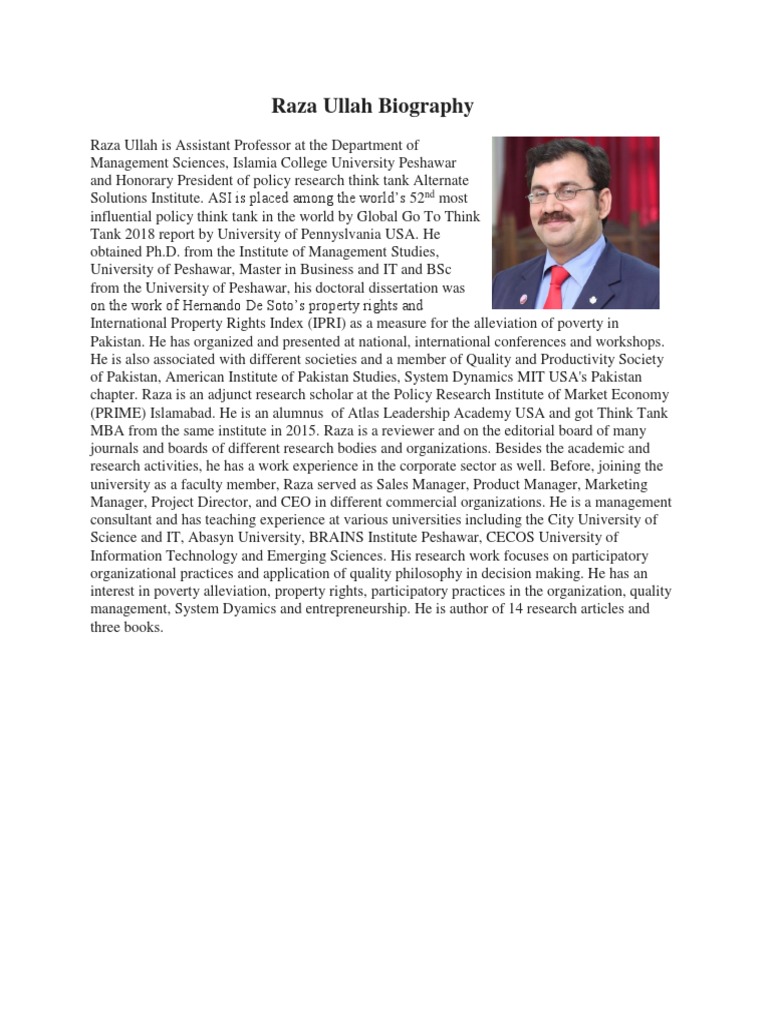Raza Ullah Profile | PDF