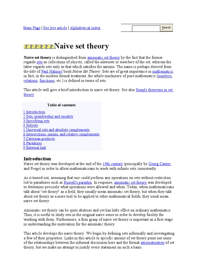Naive Set Theory | PDF | Set (Mathematics) | Formalism (Deductive)