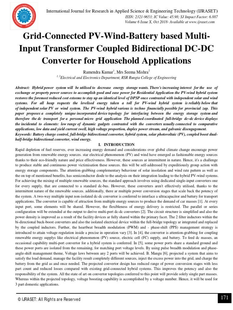 Grid-Connected PV-Wind-Battery Based Multi-Input Transformer Coupled ...