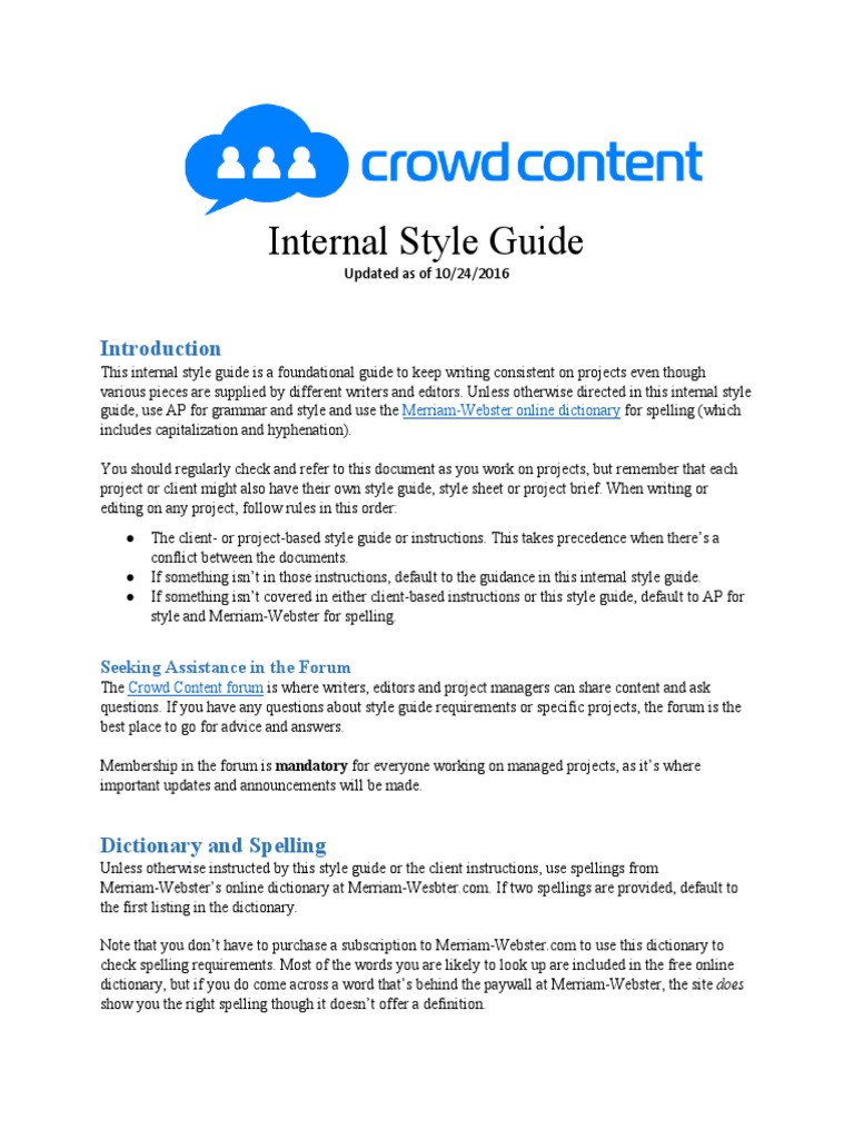 Internal Style Guide: Merriam-Webster Online Dictionary | PDF | Comma ...