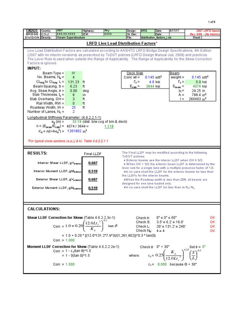 Distribution Factors 40m | PDF | Beam (Structure) | Mechanical Engineering
