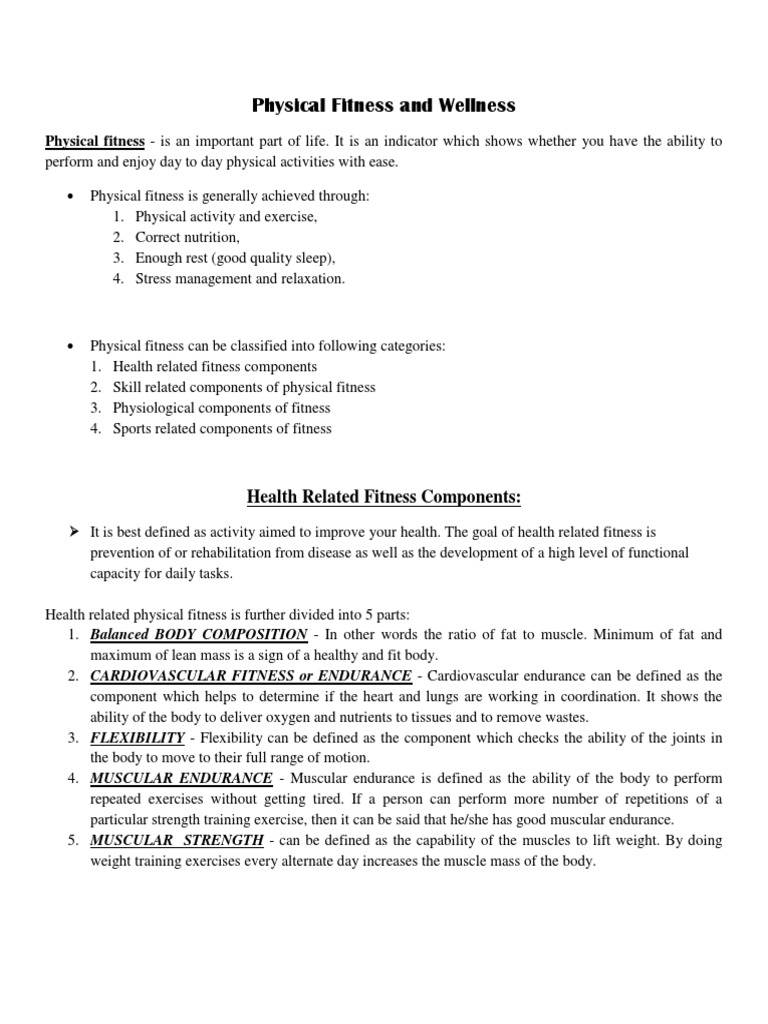A Comprehensive Overview of Physical Fitness, Wellness Components and ...