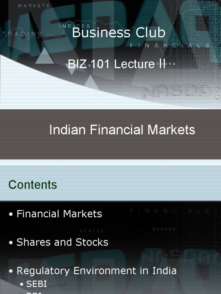 Indian Financial Markets | PDF | Financial Markets | Stocks