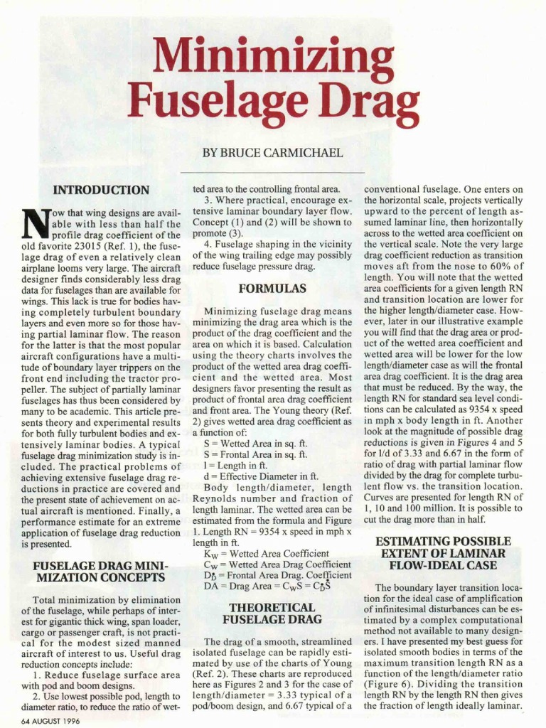 Minimizing Fuselage Drag in Aircraft | PDF | Drag (Physics) | Reynolds ...