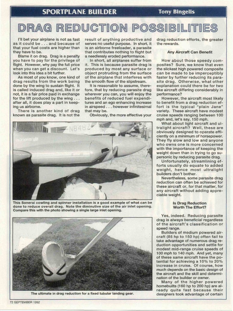 How to Reduce Parasite Drag and Increase Your Aircraft's Speed | PDF ...