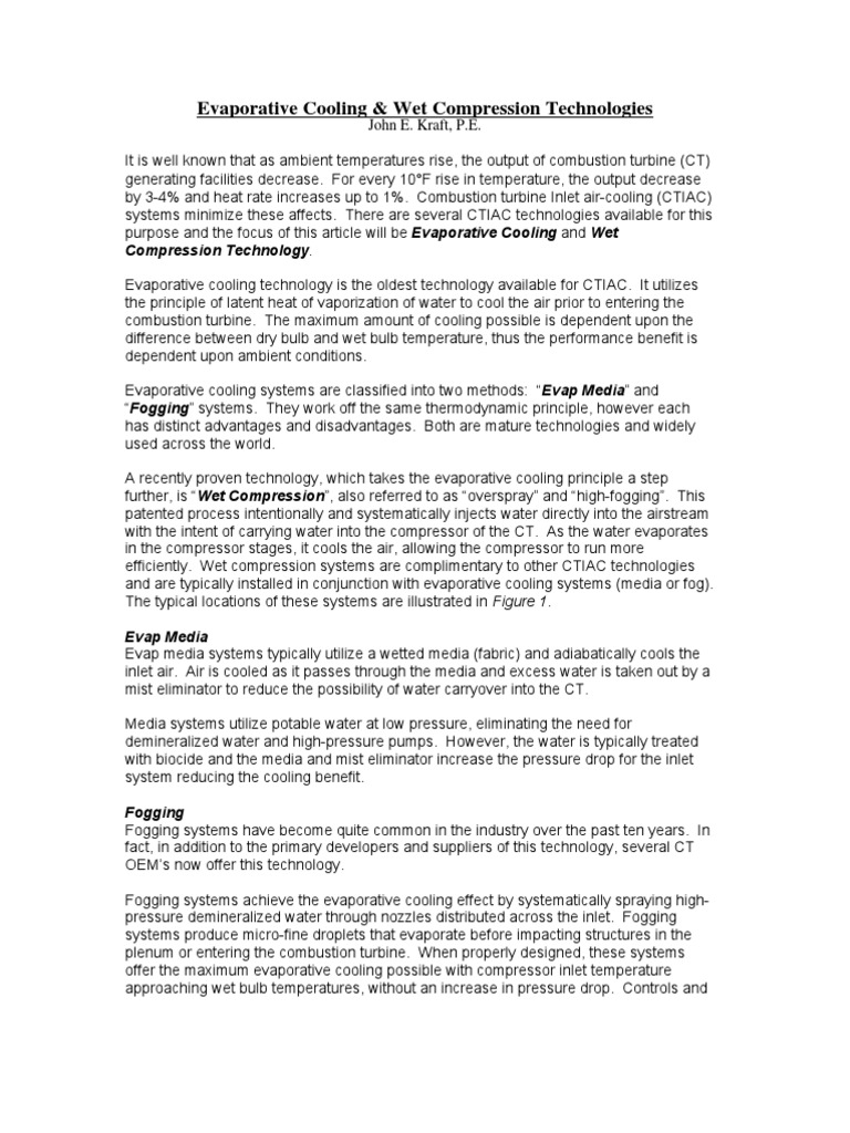 Evaporative Cooling & Wet Compression Systems | PDF