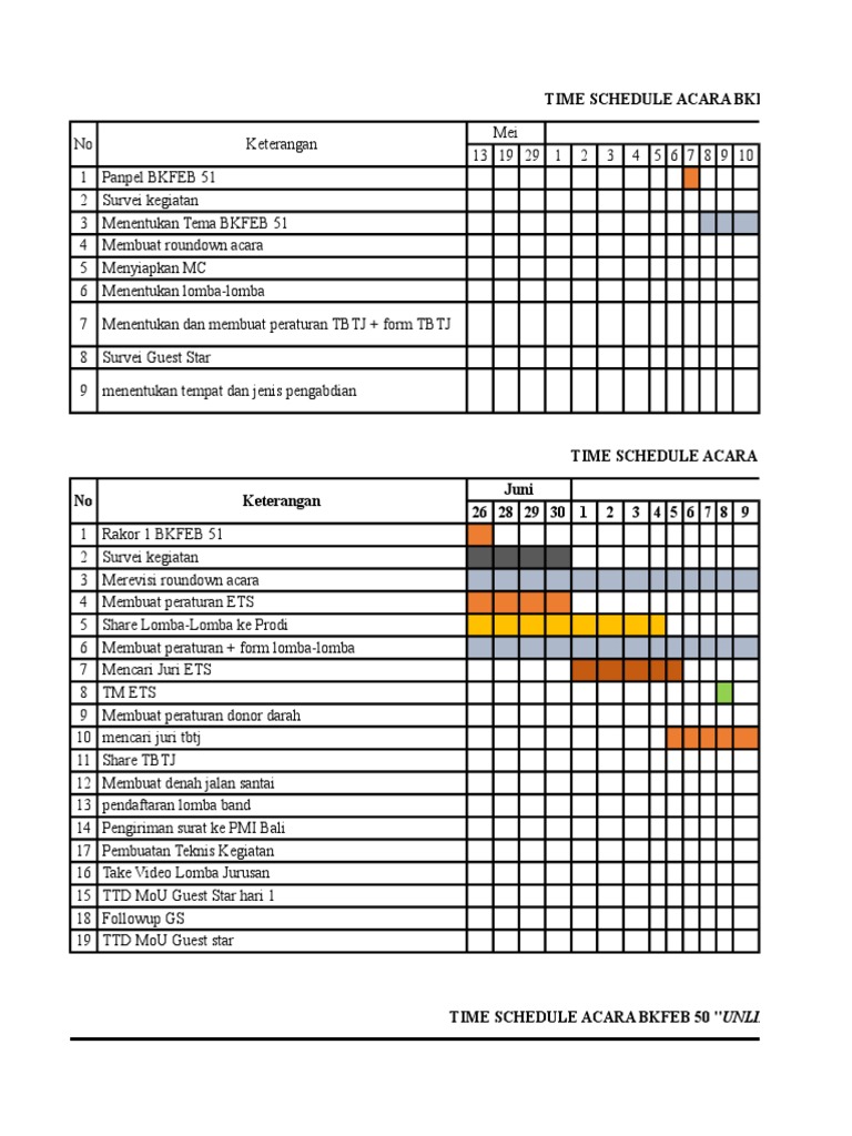 Time Schedule Acara Bkfeb 51 | PDF