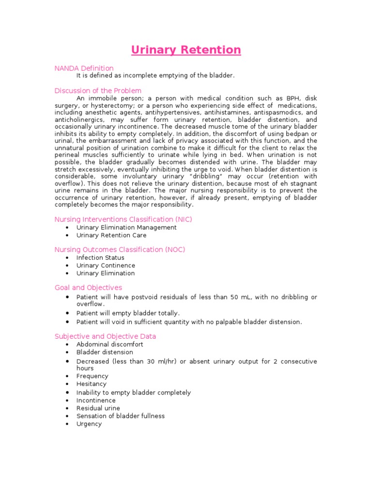 Urinary Retention | PDF | Urinary Incontinence | Urination