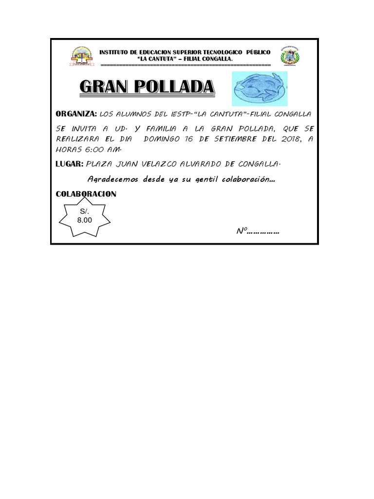 Tarjeta Pollada | PDF