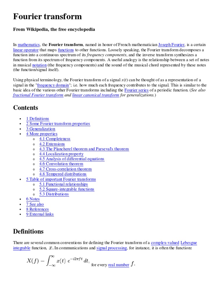 Fourier Transform | PDF | Fourier Transform | Convolution