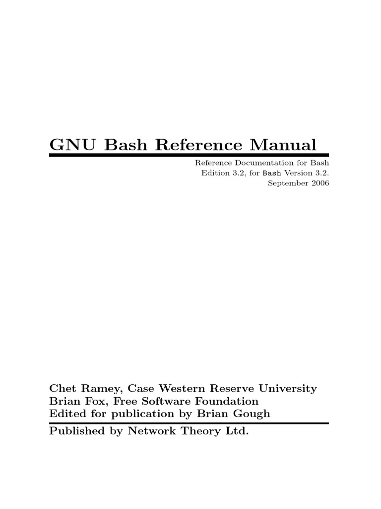 GNU Bash Reference Manual | Download Free PDF | Command Line Interface | Gnu