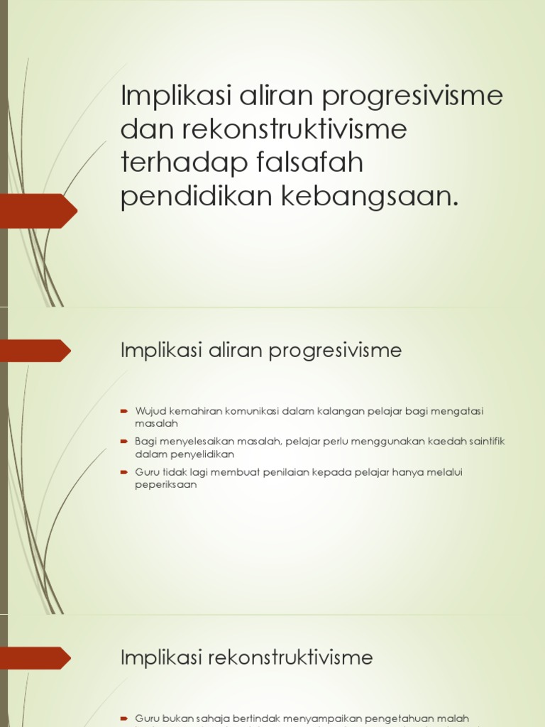 Implikasi Aliran Progresivisme Dan Rekonstruktivisme Terhadap Falsafah Pendidikan | PDF | Karier ...