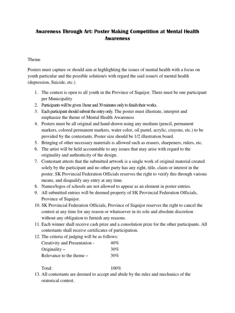 Awareness Through Art Contest Guidelines | PDF | Paintings
