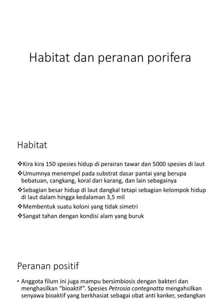 Habitat dan Peranan Porifera | PDF