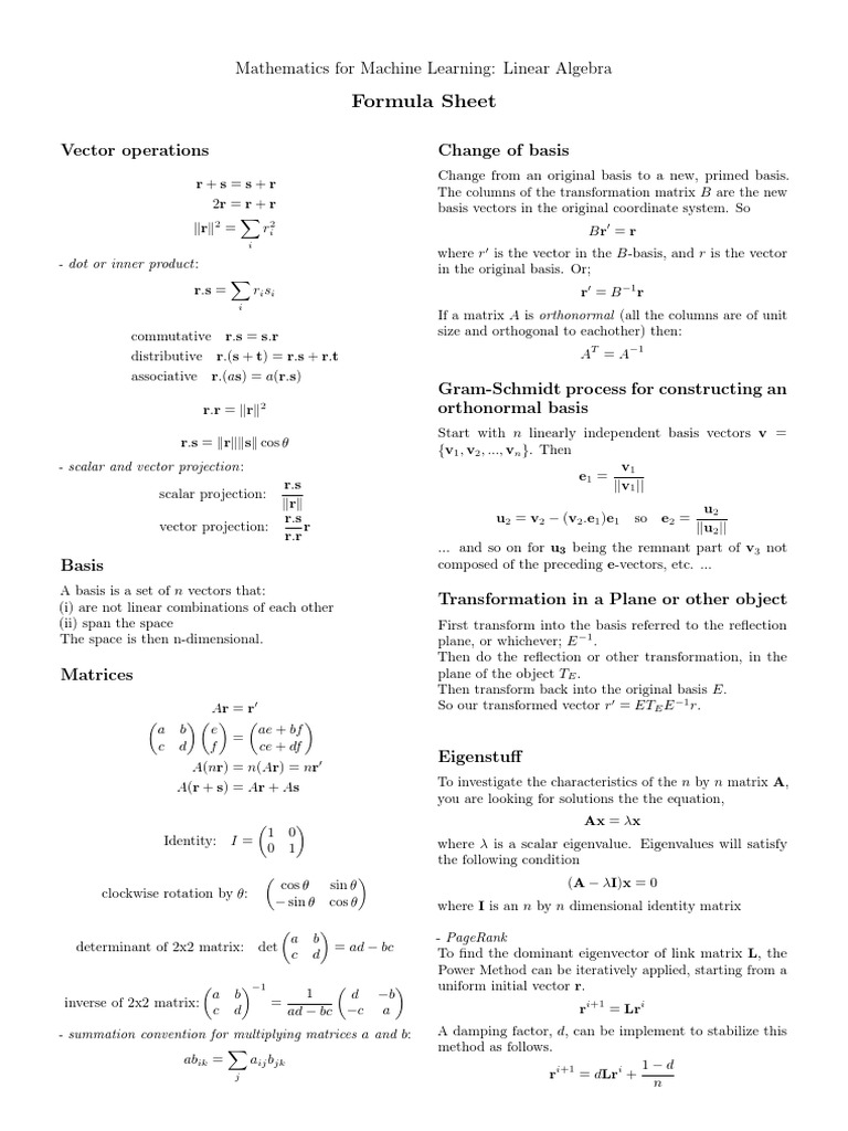 Linear Algerbra PDF | PDF | Eigenvalues And Eigenvectors | Basis (Linear Algebra)