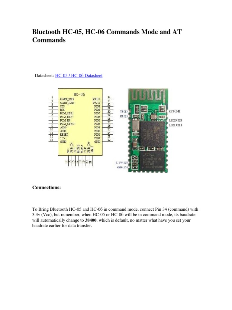 Bluetooth Hc 05 Hc 06 Commands Mode And At Commands Download Free Pdf Bluetooth Computer