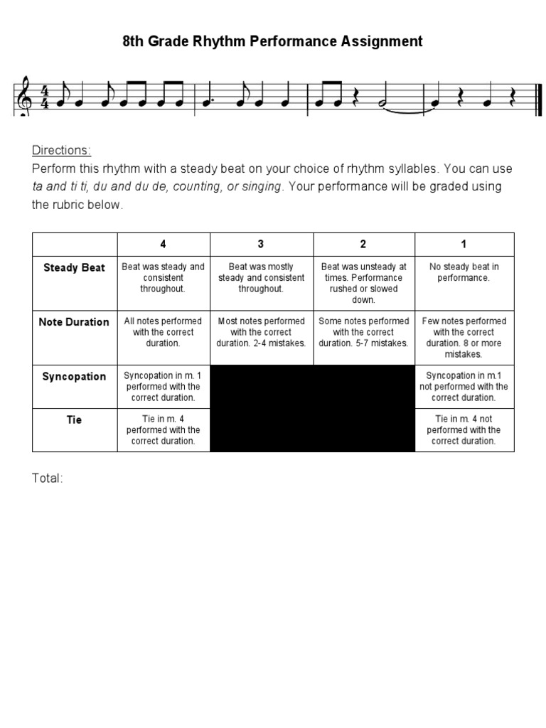 8th Rhythm Performance Assignment | PDF